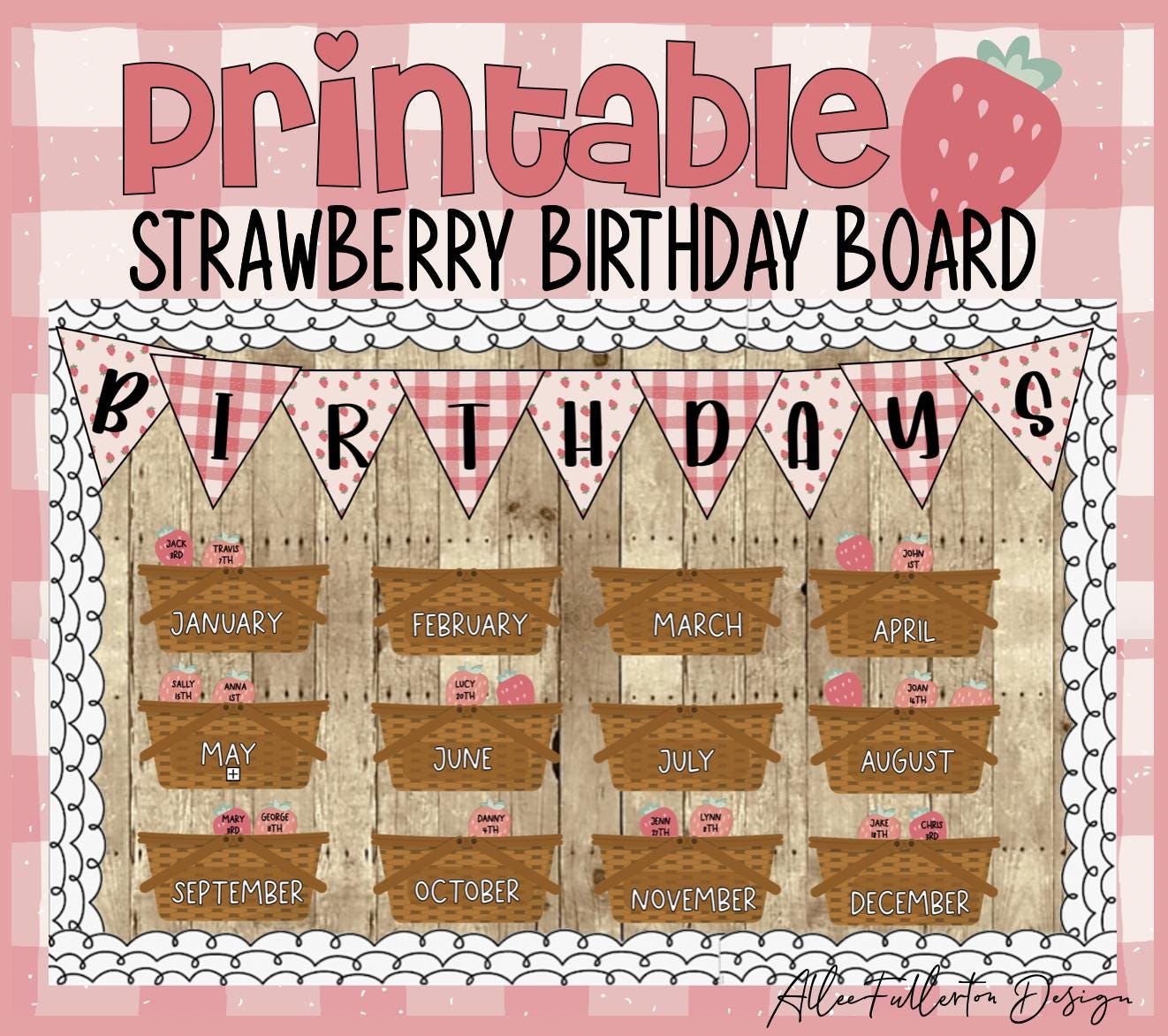 Strawberry Classroom Decor Bundle: Printable Bulletin Board Kit ...