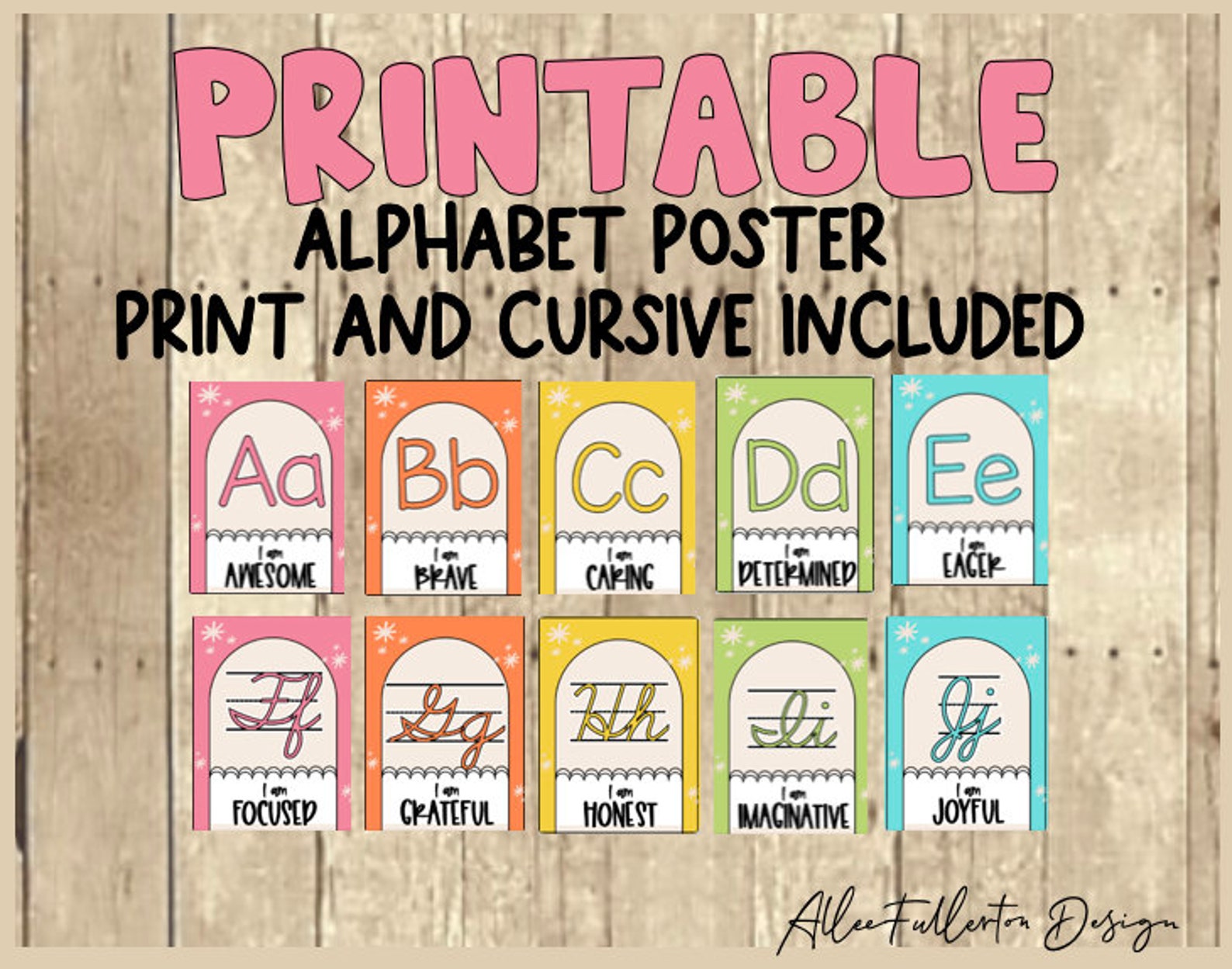 Affirmation Alphabet Posters, Printable Poster, Cursive and Print - Etsy