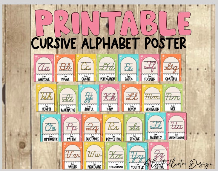 Affirmation Alphabet Posters, Printable Poster, Cursive and Print - Etsy