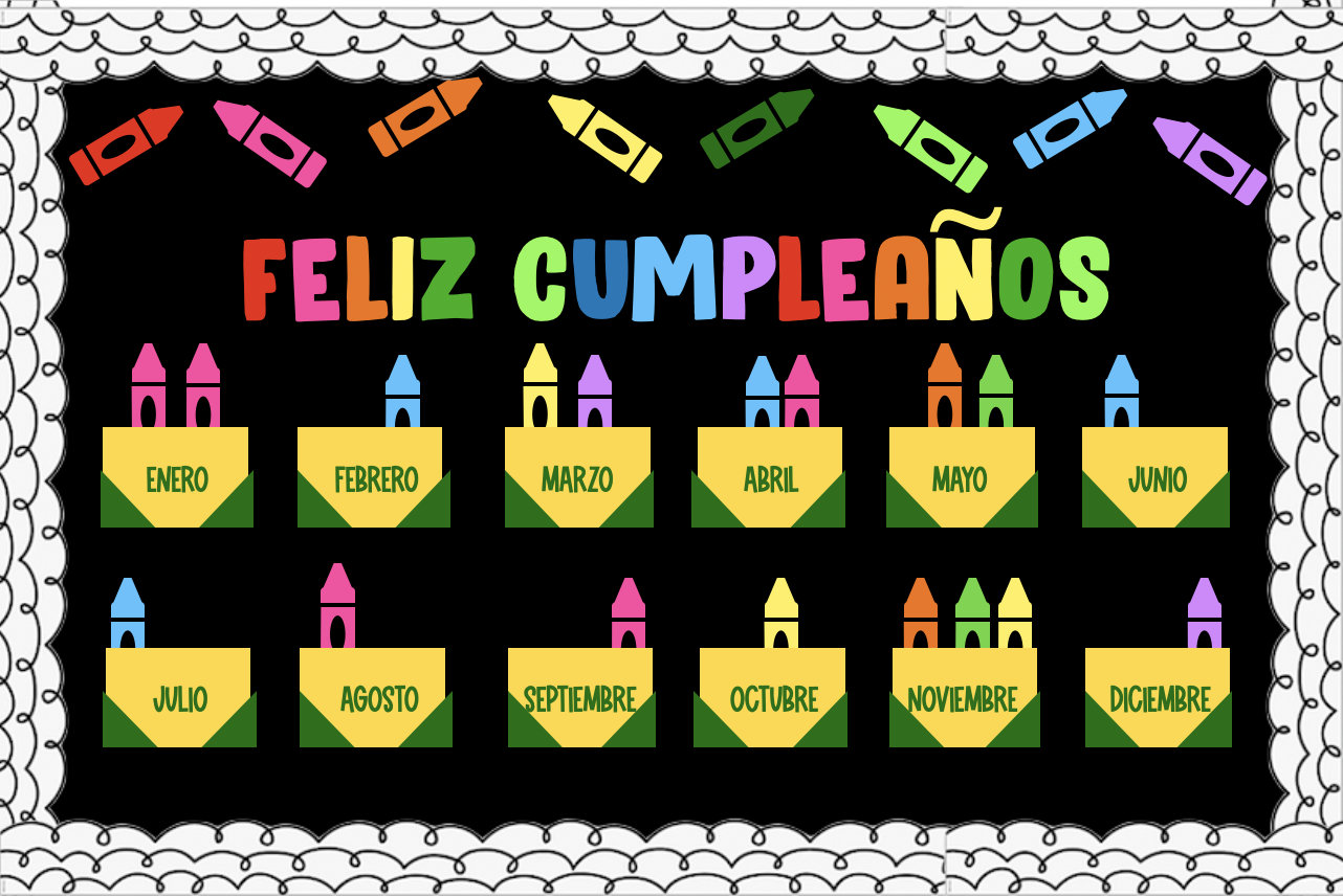 Spanish Crayon Birthday Bulletin Board, Classroom Decor, Birthdays ...