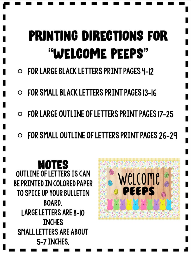 Easter Bulletin Board Printable: Welcome Peeps, Hoppy Easter (digital ...