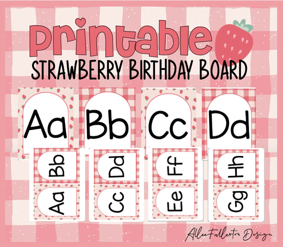 Strawberry Alphabet Posters, Digital Posters, Simple Alphabet - Etsy