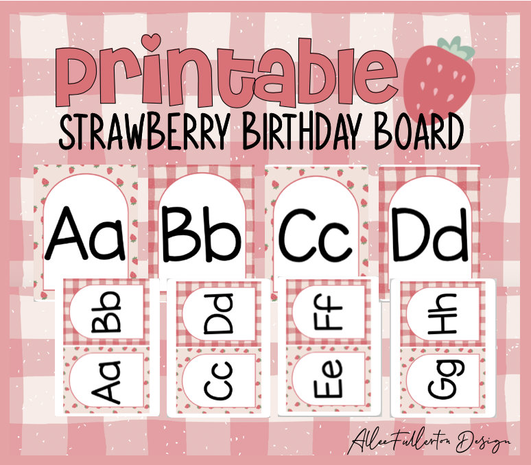 Strawberry Alphabet Posters: Elementary Font (digital Download) - Etsy