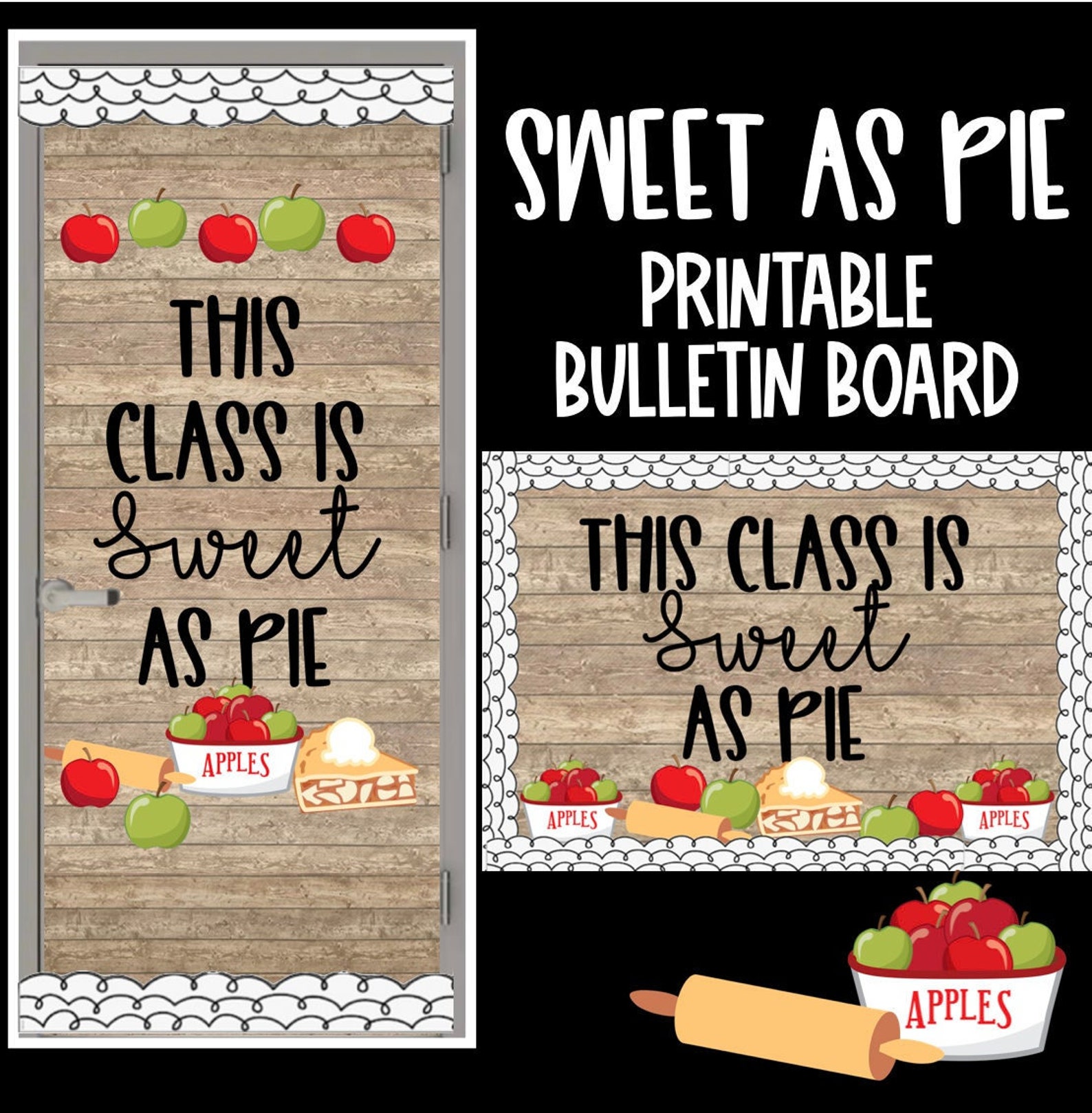 Apple Bulletin Board Kit: Sweet as Pie Teacher Decor (PDF) - Etsy