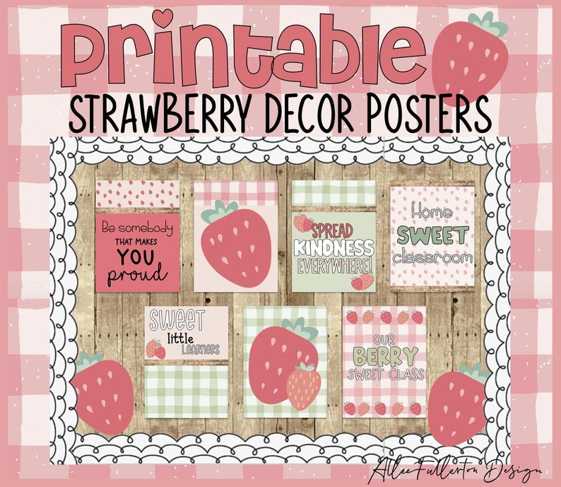 Strawberry Classroom Decor Bundle: Printable Bulletin Board Kit ...