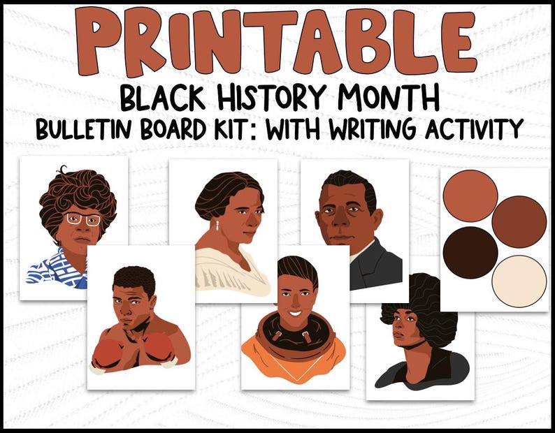 Black History Month Printable Bulletin Board Kit: Writing Activity ...