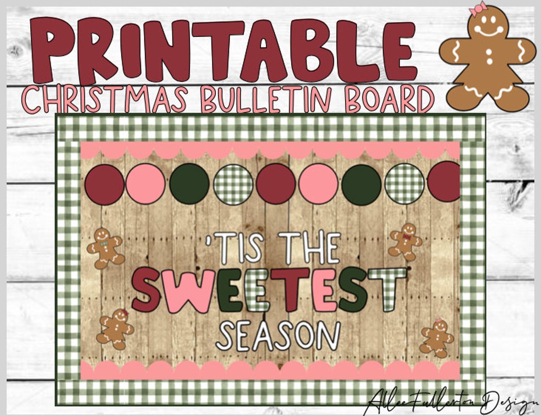 Gingerbread Christmas Printable Bulletin Board, Christmas Decor, DIY ...