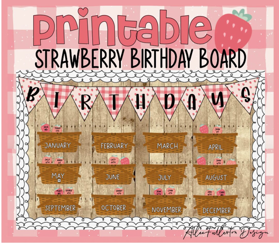 Strawberry Birthday Bulletin Board: Classroom Decor (digital Download ...