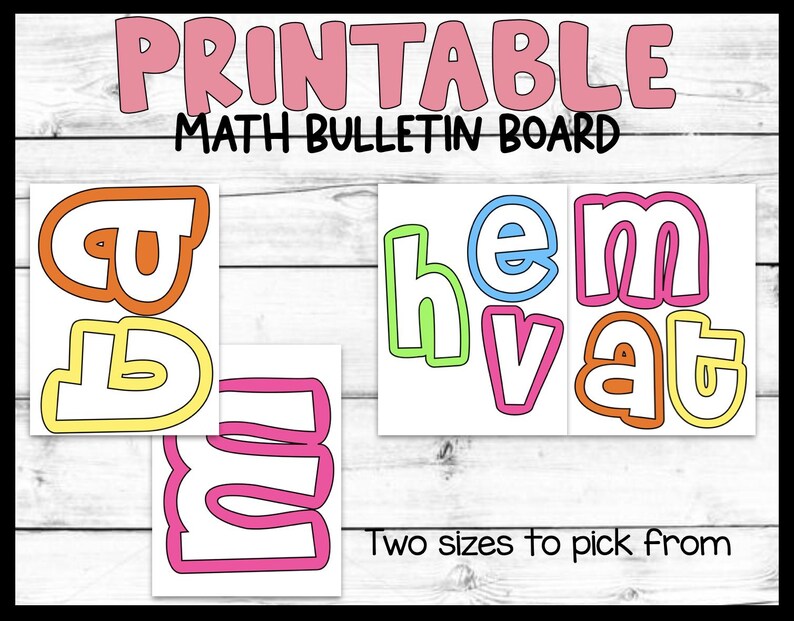 Math Bulletin Board, Digital File, Printable Classroom Decor - Etsy