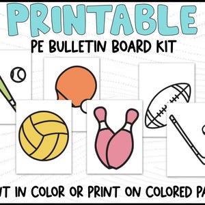 PE Bulletin Board Kit: Sports Theme Decor (printable PDF) - Etsy