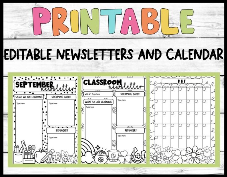 Seasonal Classroom Newsletter Template and Calendars Bundle the the ...