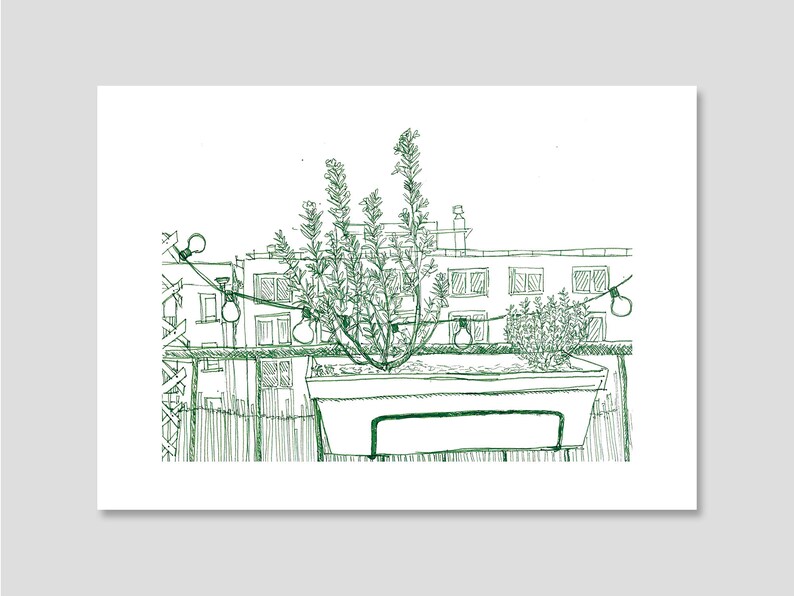 Balcony From My Window A4 Drawing Architecture - Etsy