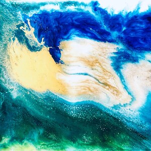 Oceanic View, Original Artwork, Ocean, Beach, Resin Alcohol Ink Art ...