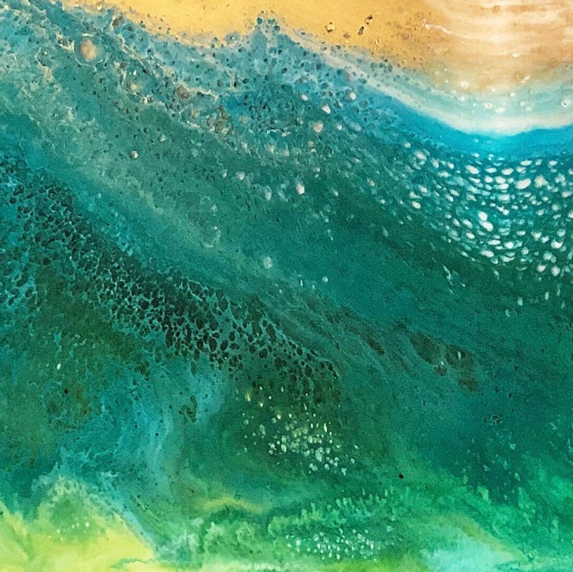 Oceanic View, Original Artwork, Ocean, Beach, Resin Alcohol Ink Art ...