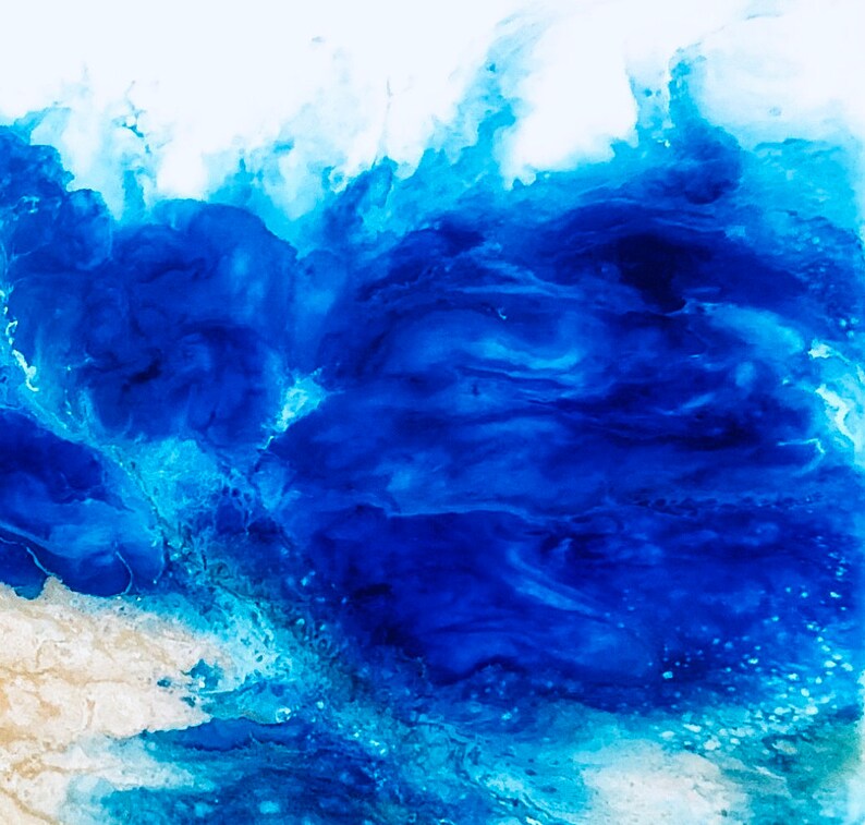 Oceanic View, Original Artwork, Ocean, Beach, Resin Alcohol Ink Art ...