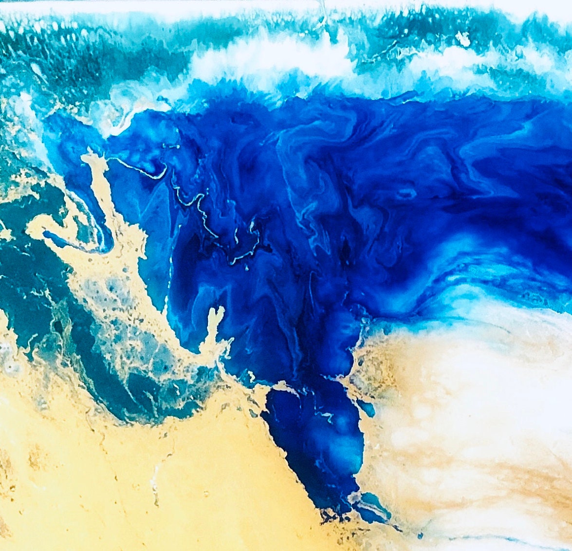 Oceanic View, Original Artwork, Ocean, Beach, Resin Alcohol Ink Art ...