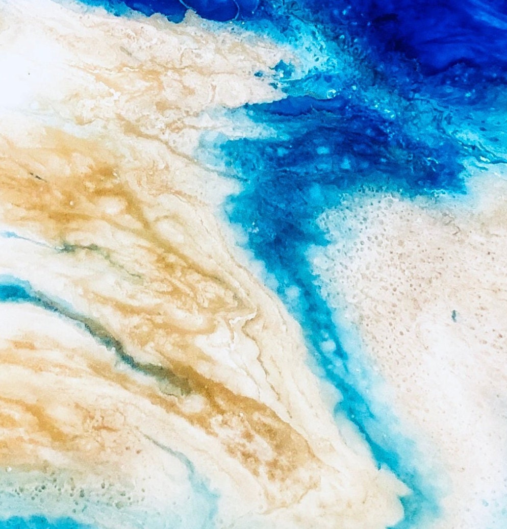 Oceanic View, Original Artwork, Ocean, Beach, Resin Alcohol Ink Art ...