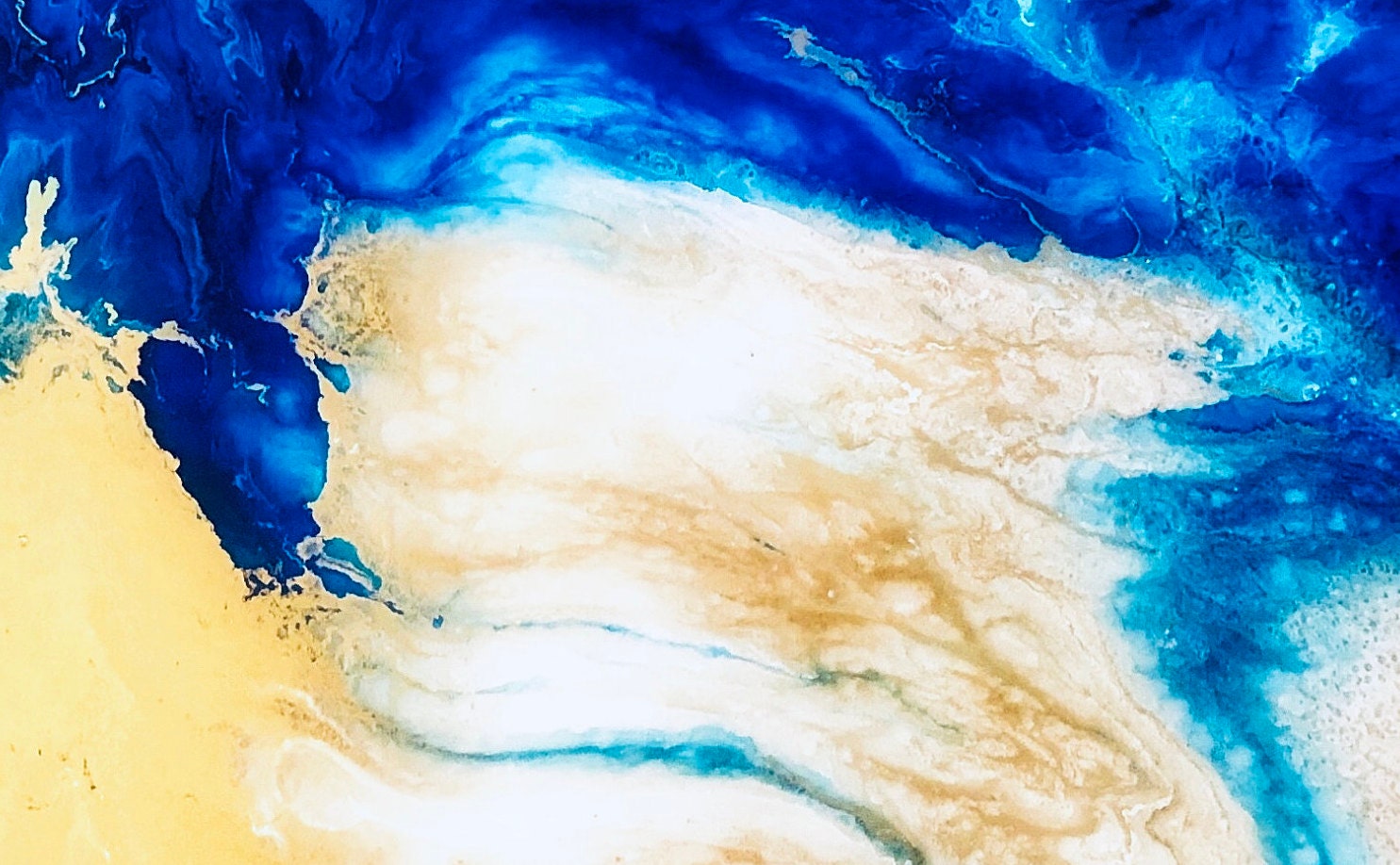 Oceanic View, Original Artwork, Ocean, Beach, Resin Alcohol Ink Art ...