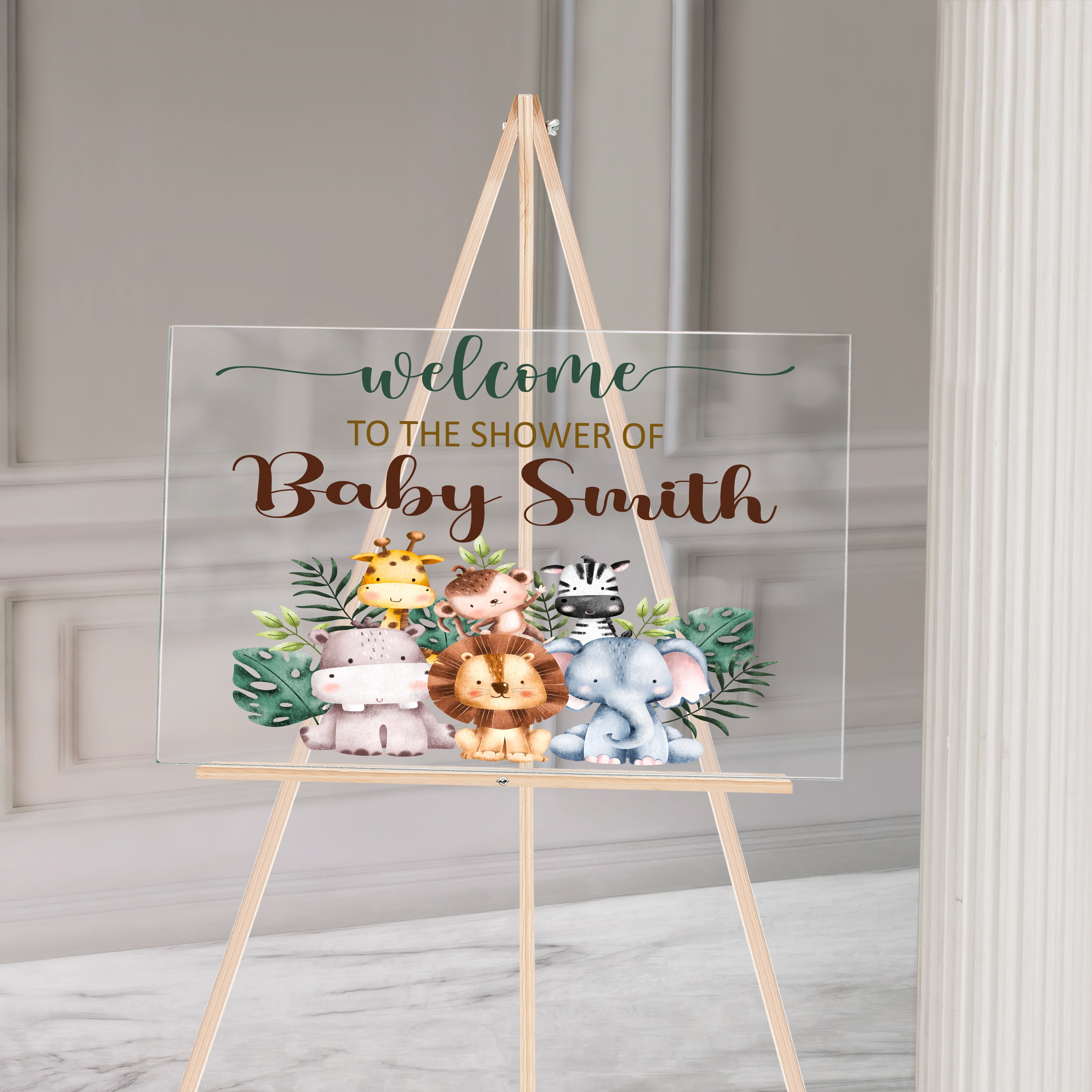 Acrylic Baby Sign/jungle Theme Welcome Baby Sign/co-ed Baby Welcome ...