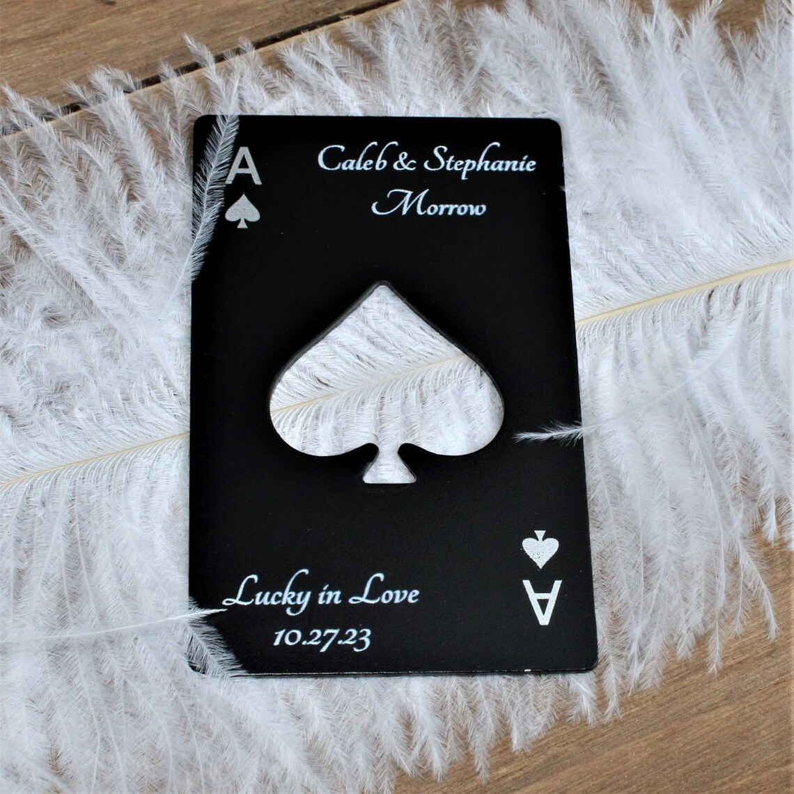 Personalized Wedding Favor, Ace Card Bottle Opener, Matte Black ...