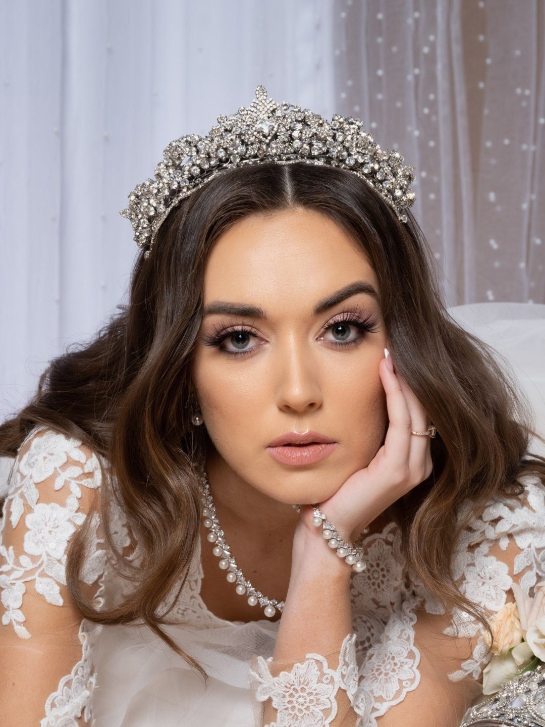Silver Crystal Bridal Tiara, Swarovski Wedding Tiara, Tiara Wedding ...