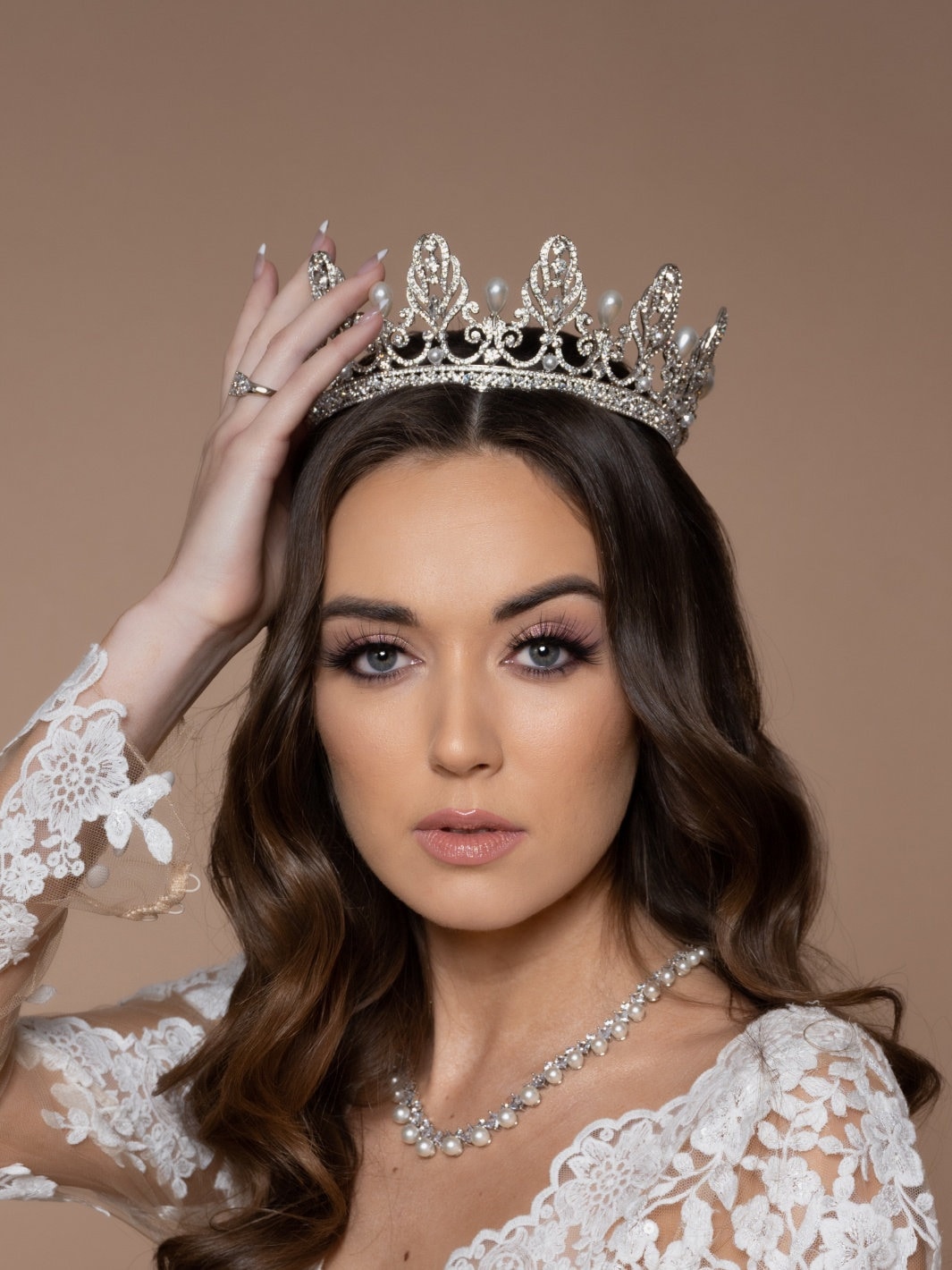 Crystal Silver Bridal Crown Pearl Wedding Crown Pearl Full - Etsy