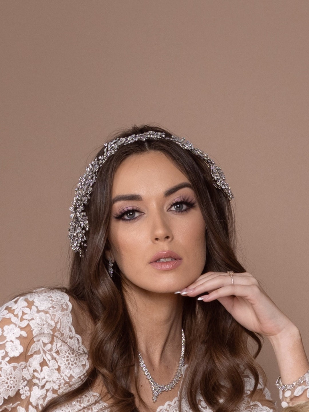 Silver Bridal Headpiece, Floral Headpiece, Vine Wedding Headpiece, Long ...