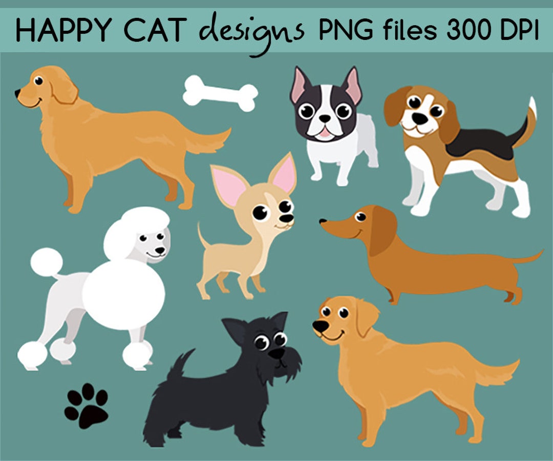 Cute Puppy Dogs Clip Art Set PNG Files 300 DPI Commercial Small ...