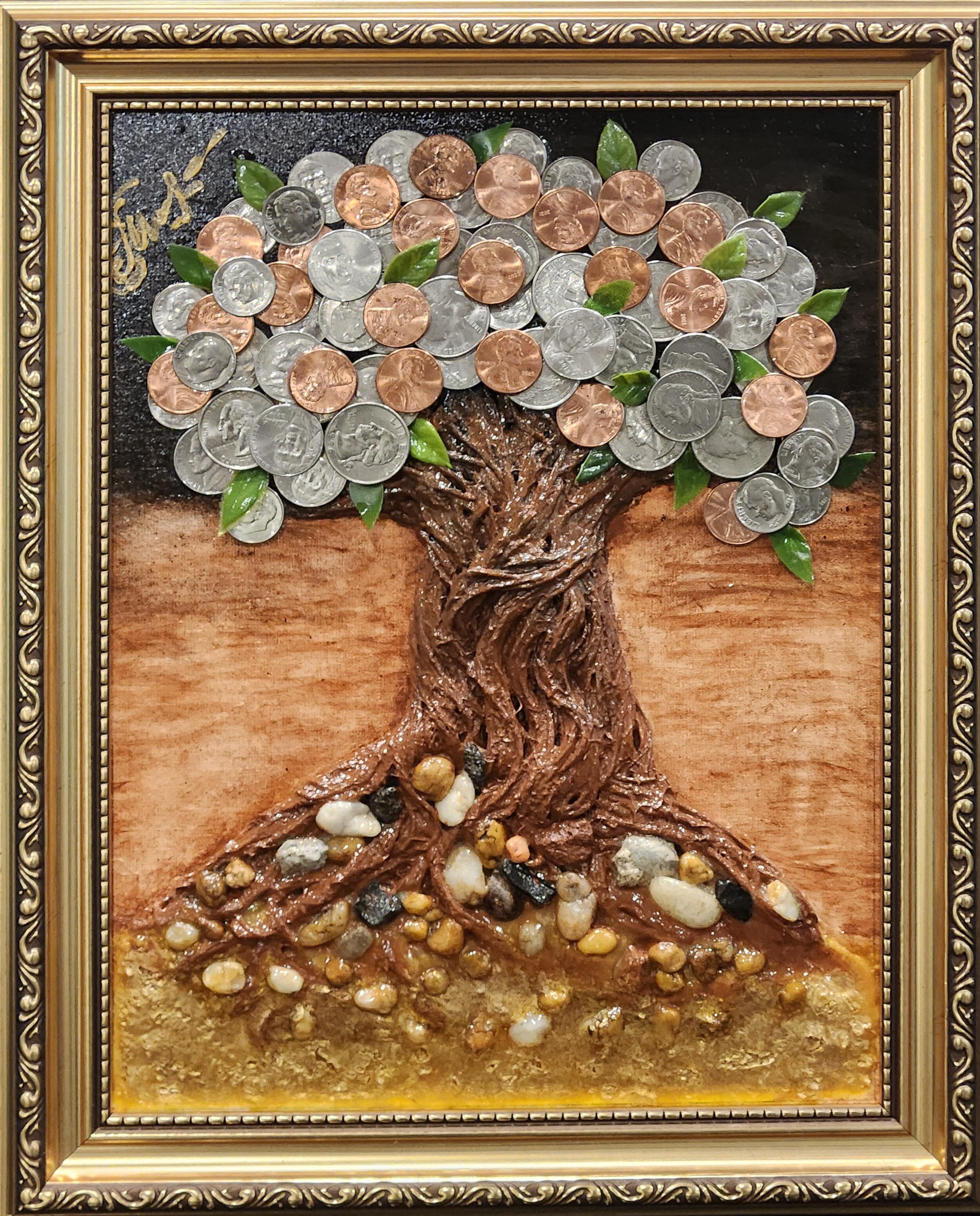 Handcrafted Tree of Prosperity Wall Art With Real Coins and Jute Rope ...