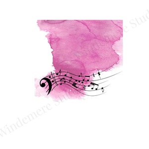 Pink Bass Clef Music Notes Watercolor Digital Download - Etsy