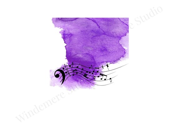 Purple Bass Clef Music Notes Watercolor Digital Download | Etsy