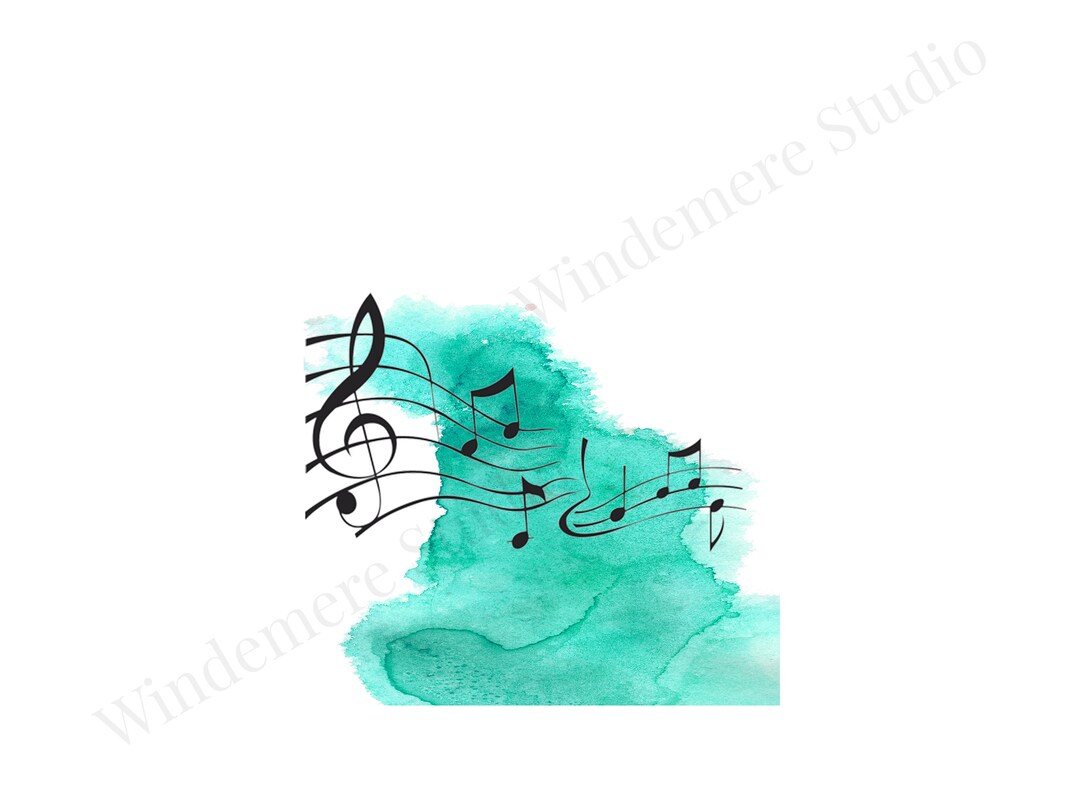 Teal Treble Clef Music Notes Watercolor Digital Download - Etsy