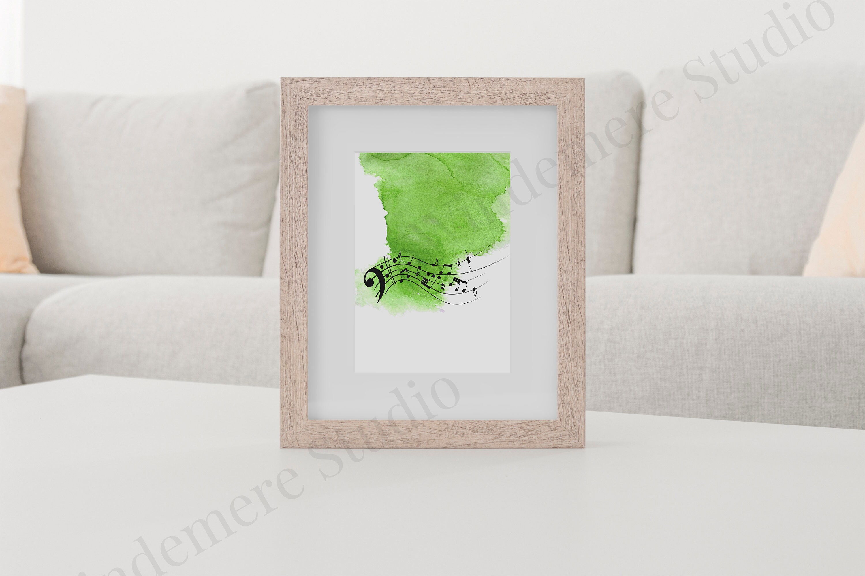 Green Bass Clef - Music Notes - Watercolor - Digital Download - Print ...