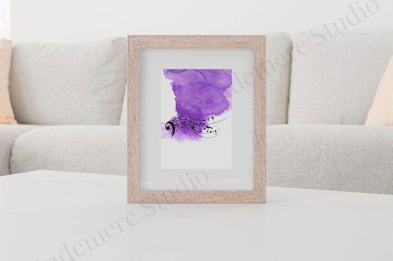 Purple Bass Clef - Music Notes - Watercolor - Digital Download - Print ...