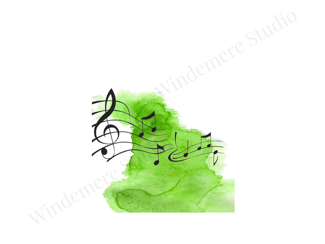Green Treble Clef Music Notes Watercolor Digital Download Print at Home ...