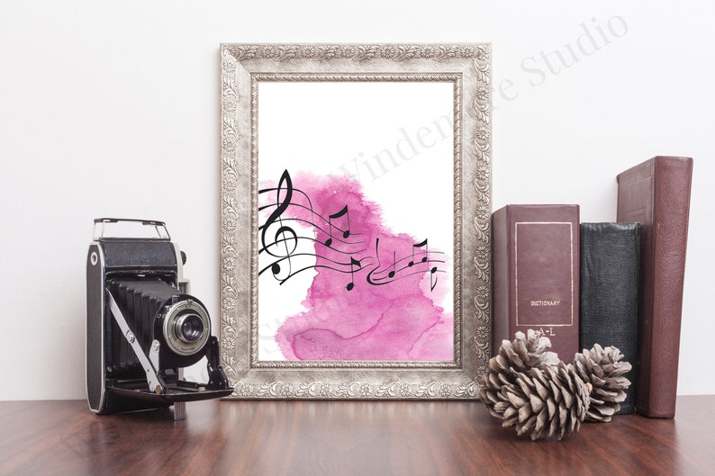 Pink Treble Clef Music Notes Watercolor Digital Download - Etsy
