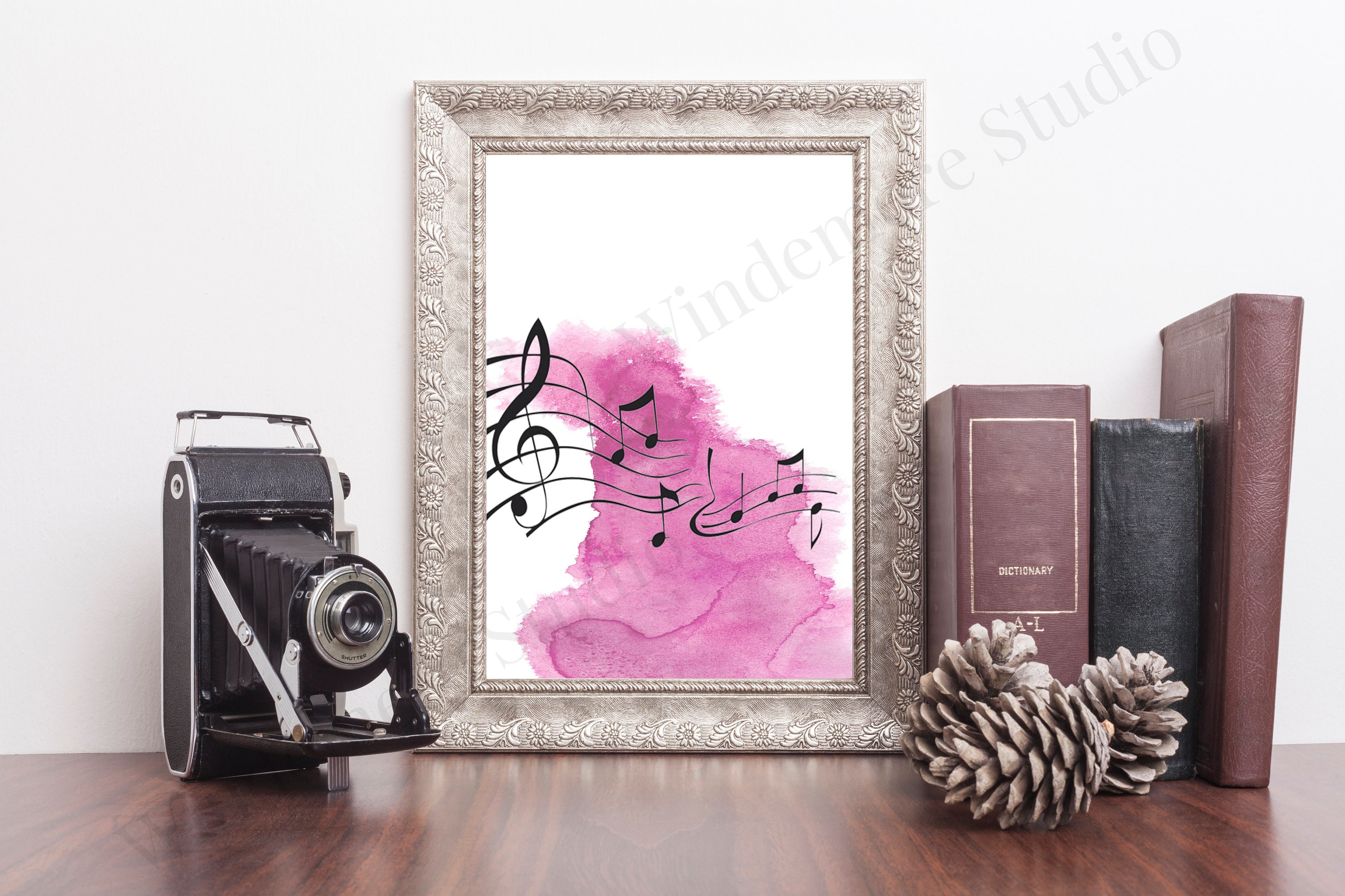 Pink Treble Clef Music Notes Watercolor Digital Download - Etsy
