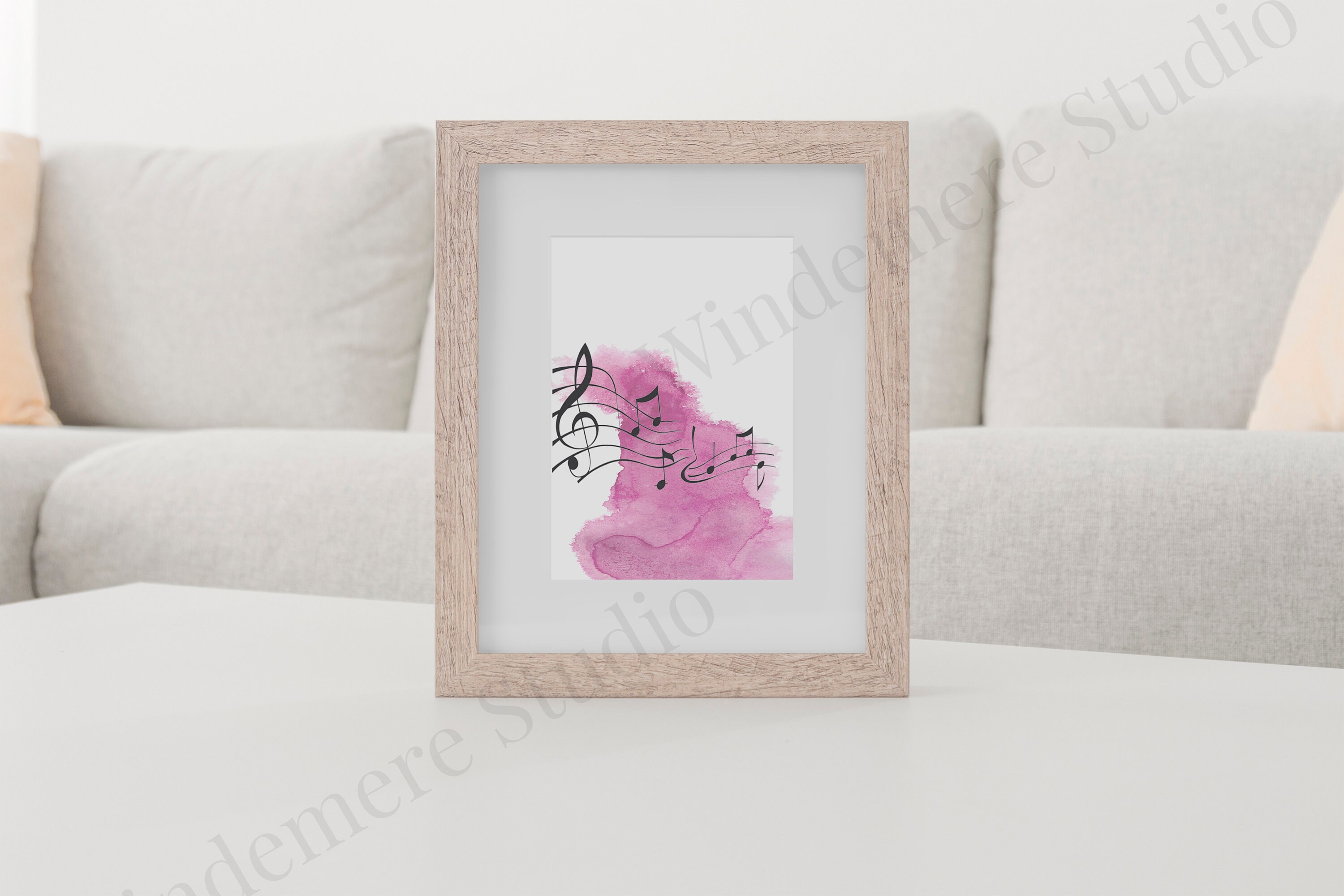 Pink Treble Clef - Music Notes - Watercolor - Digital Download - Print ...