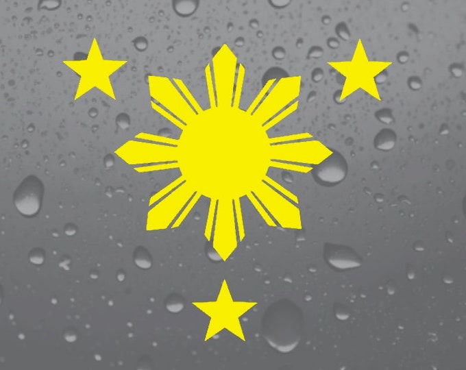 Philippines Flag Decal, Sun Sticker, Filipino Pinoy Pride, Car Window ...