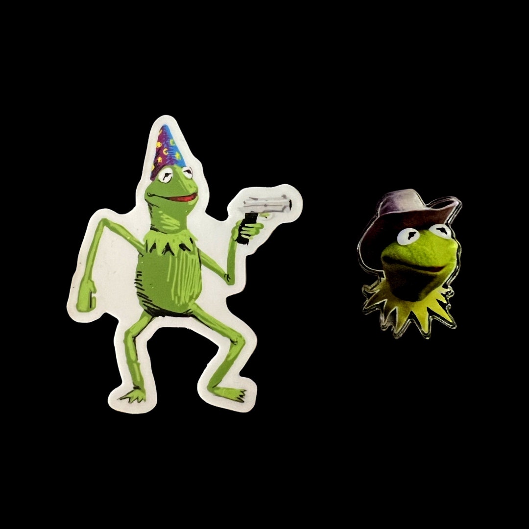 Cowboy Kermit / Wizard Kermit Arcylic Pin or Vinyl Sticker / Rainbow ...