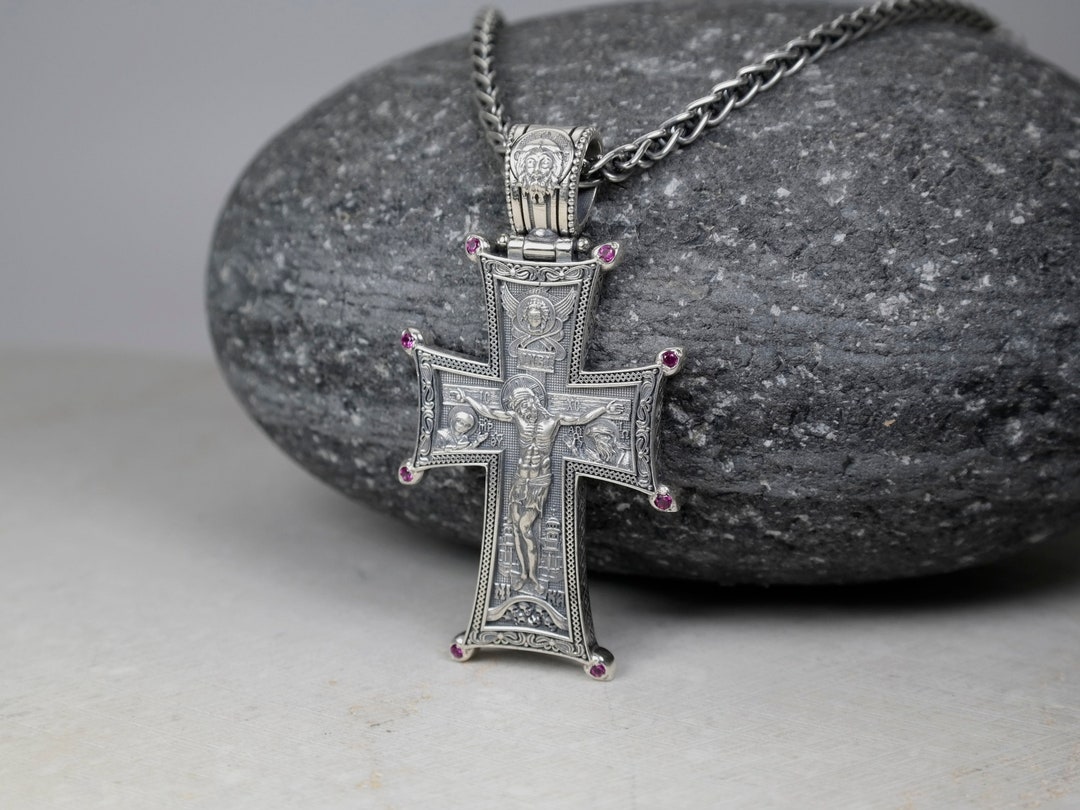 Jesus Christ Silver Cross With 3.5mm Wheat Braided (spiga) Chain ...
