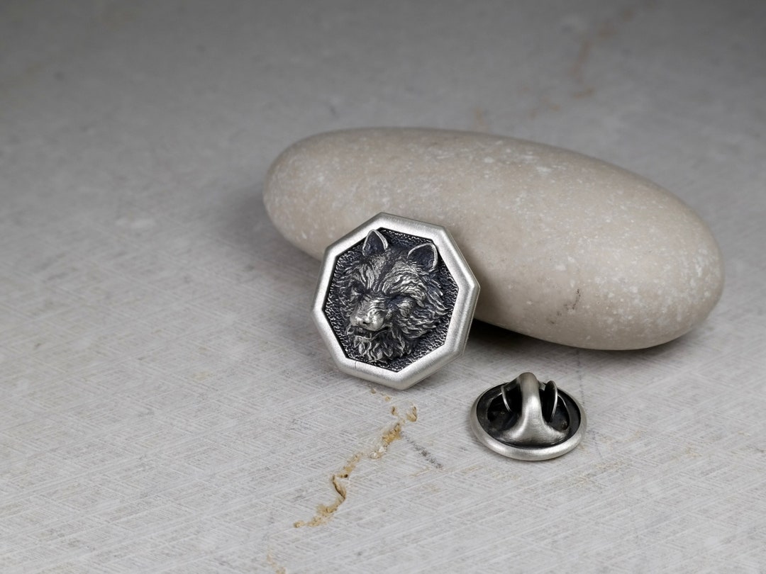 Wolf Head Octagon Pin, Medieval Brooch, Lapel Badge, Jewelry ...
