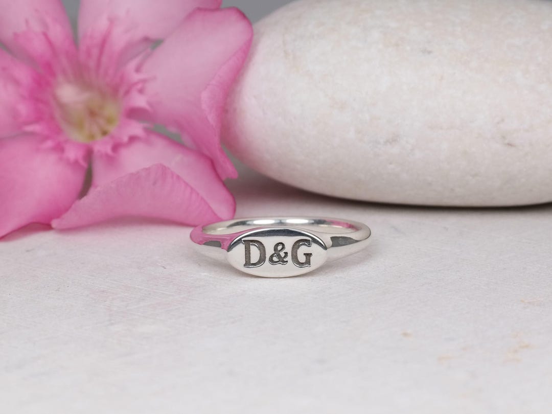 Oval Pinky Ring, Personalized Signet Ring, Sterling Silver 925 Custom ...