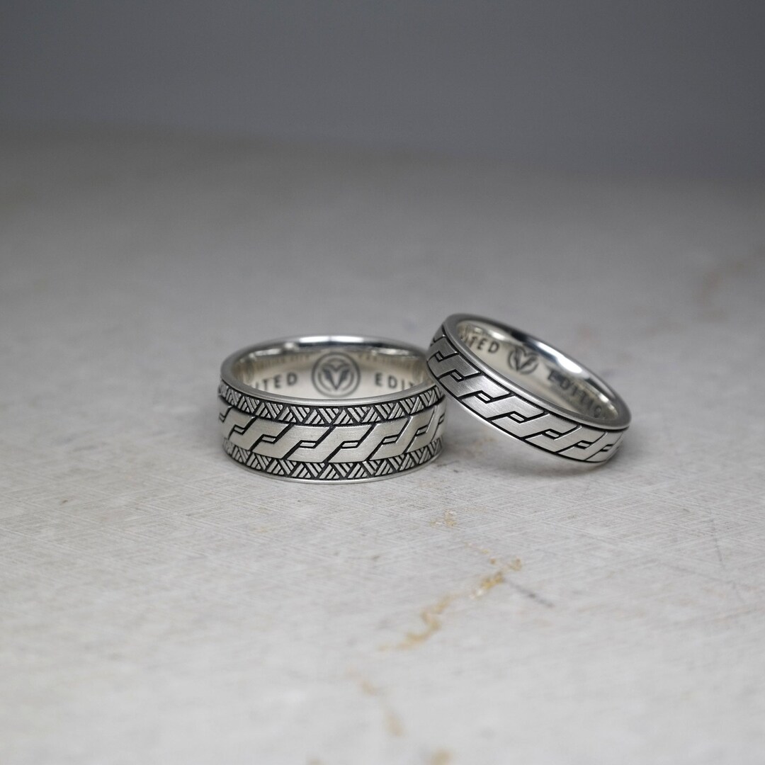 Pattern Wedding Bands Set, Samoan, Polynesian, Stainless Steel Ring ...