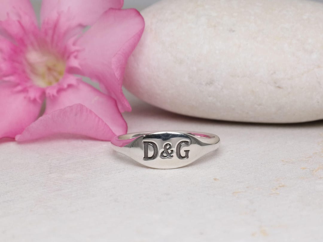 Oval Pinky Ring, Personalized Signet Ring, Sterling Silver 925 Custom ...