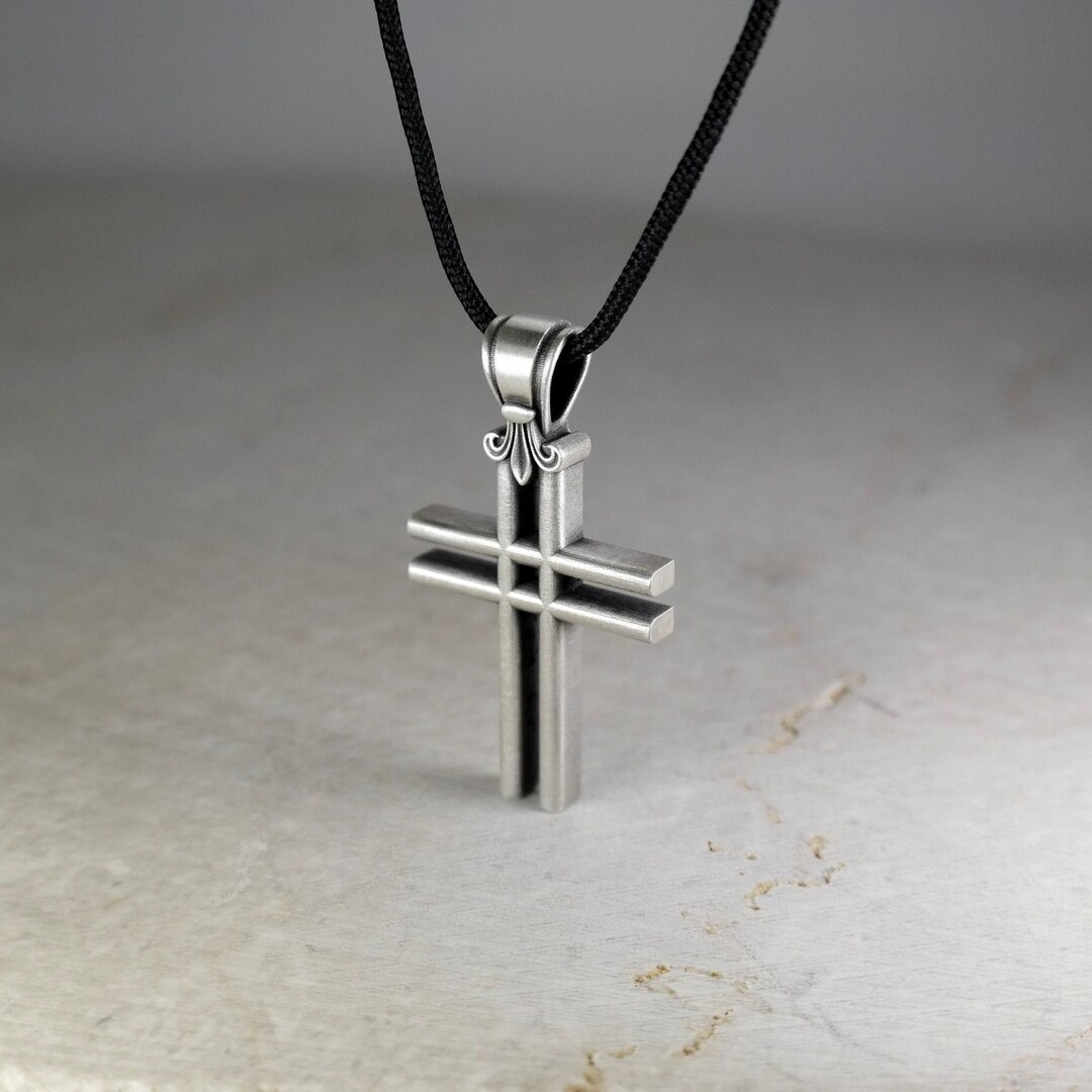 Hashtag Cross Pendant With Fleur De Lis Bail, Orthodox Medallion ...
