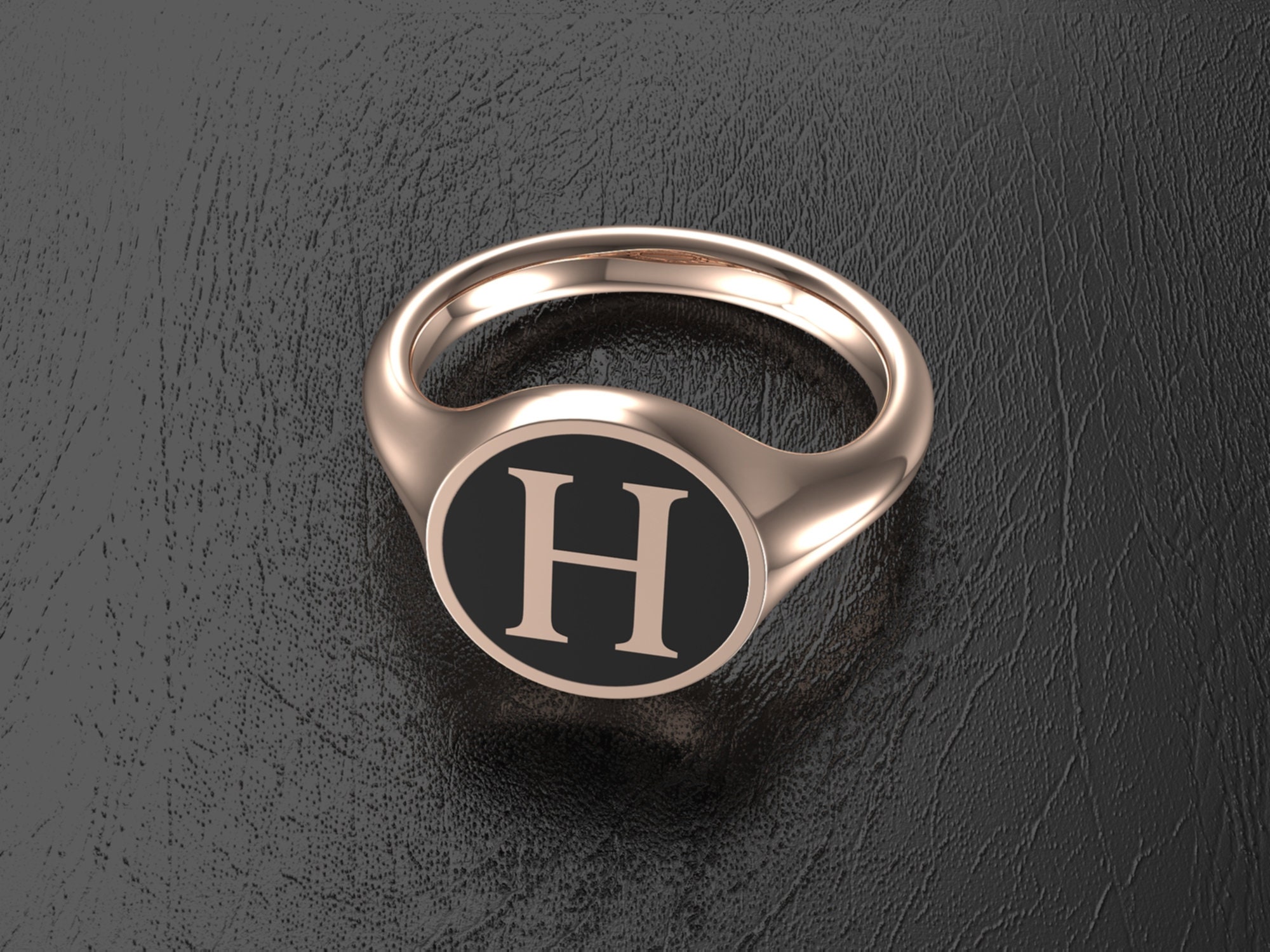 14K Gold Custom Made Round Monogram Signet Women Ring | Etsy