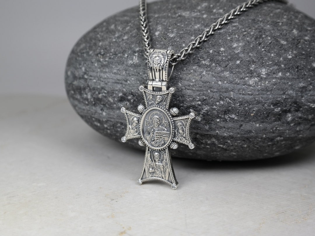 Silver Christ Jesus Cross With 3.5mm Wheat Braided spiga Chain, Saint ...