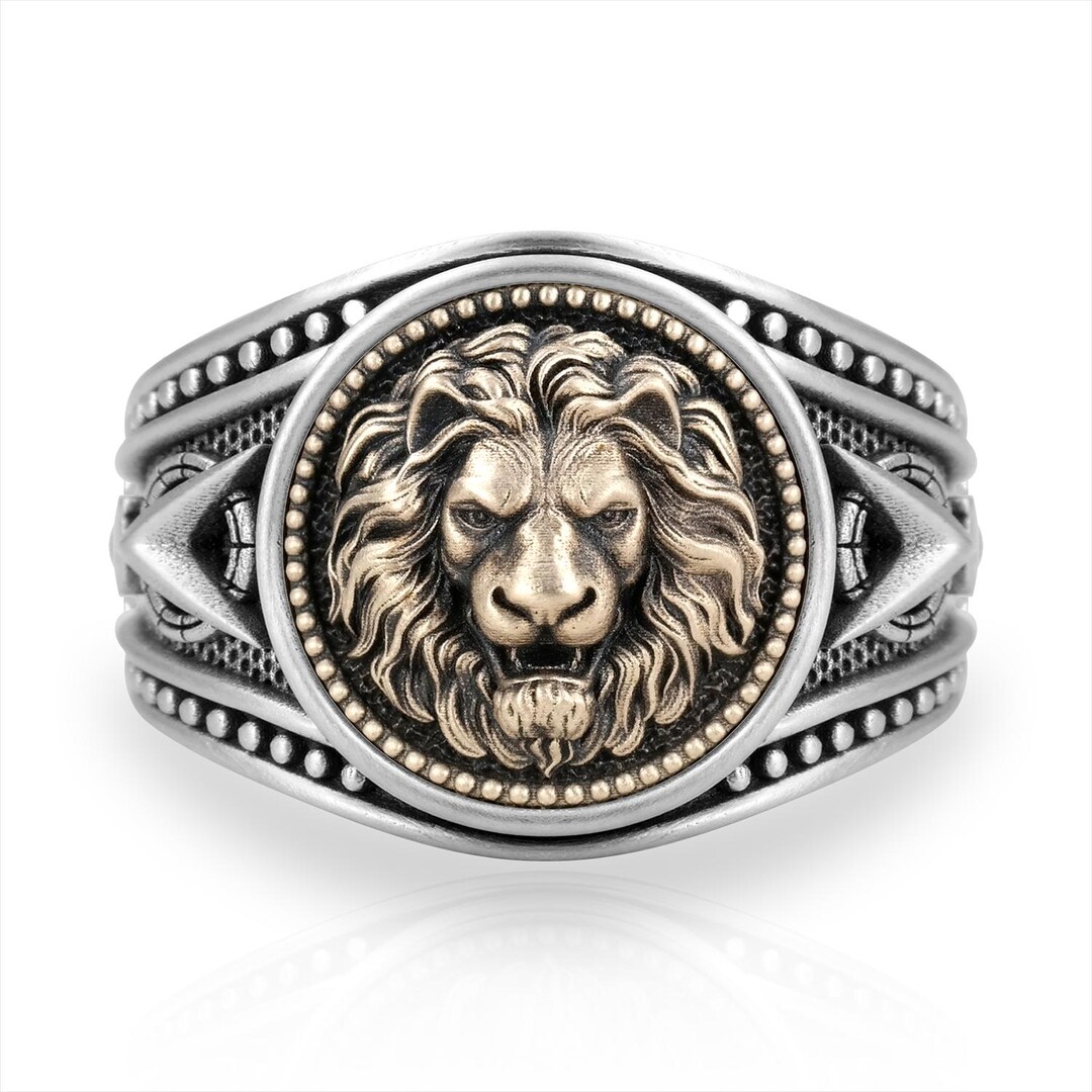 Men's Signet Ring With Bronze Lion, Leo Zodiac Sign, Leo Astrology ...