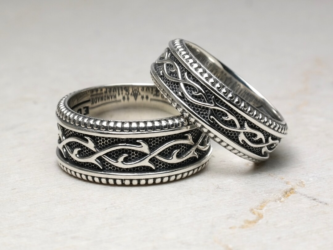Thorn Silver Wedding Band, Thorn Band,celtic Thorn Band, Viking Wedding ...